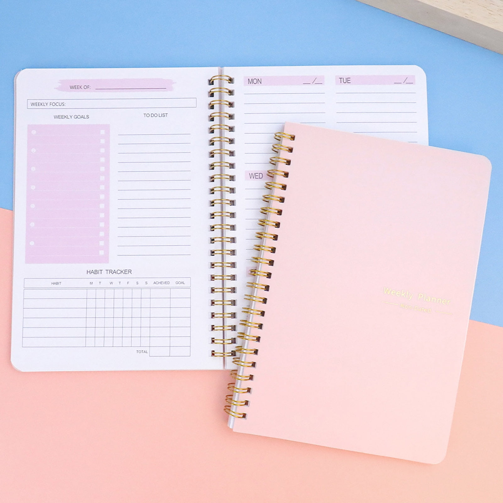 Sioweci A5 Weekly Planner 52 Week English Daily Notebook Thick Paper ...