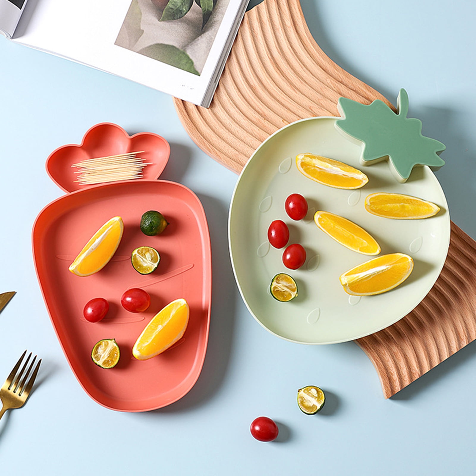 Sioweci Adorable Strawberry Shape Fruit Plate Bright-colored Bright ...