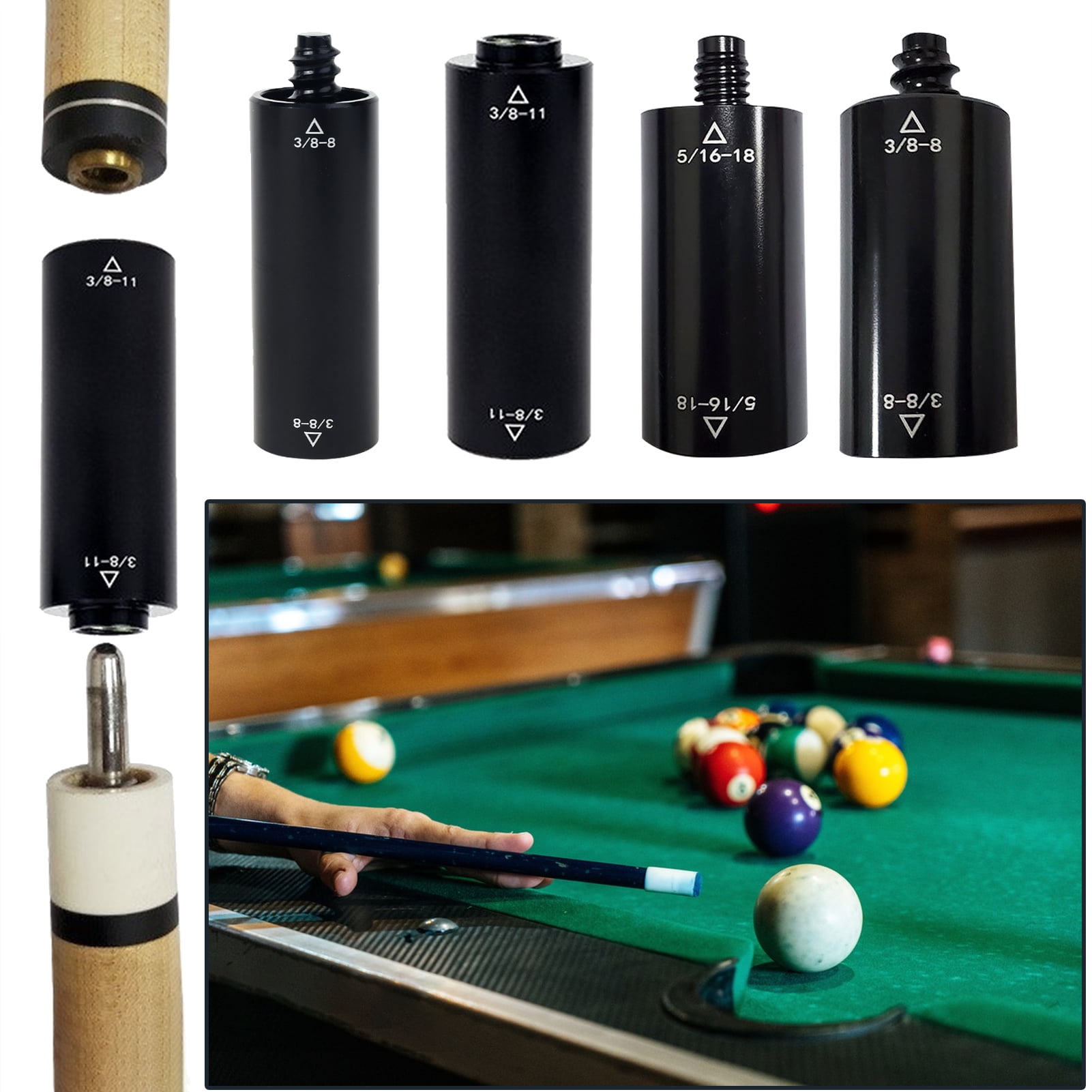 Sioweci Aluminum Billiards Pool Cue Extension Heavy Duty Snooker Pool ...