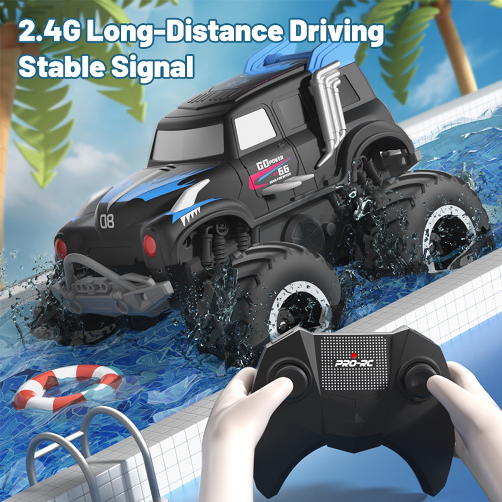 Sioweci Amphibious Remote Control Off-Road Car 4 Wheels Drive ...