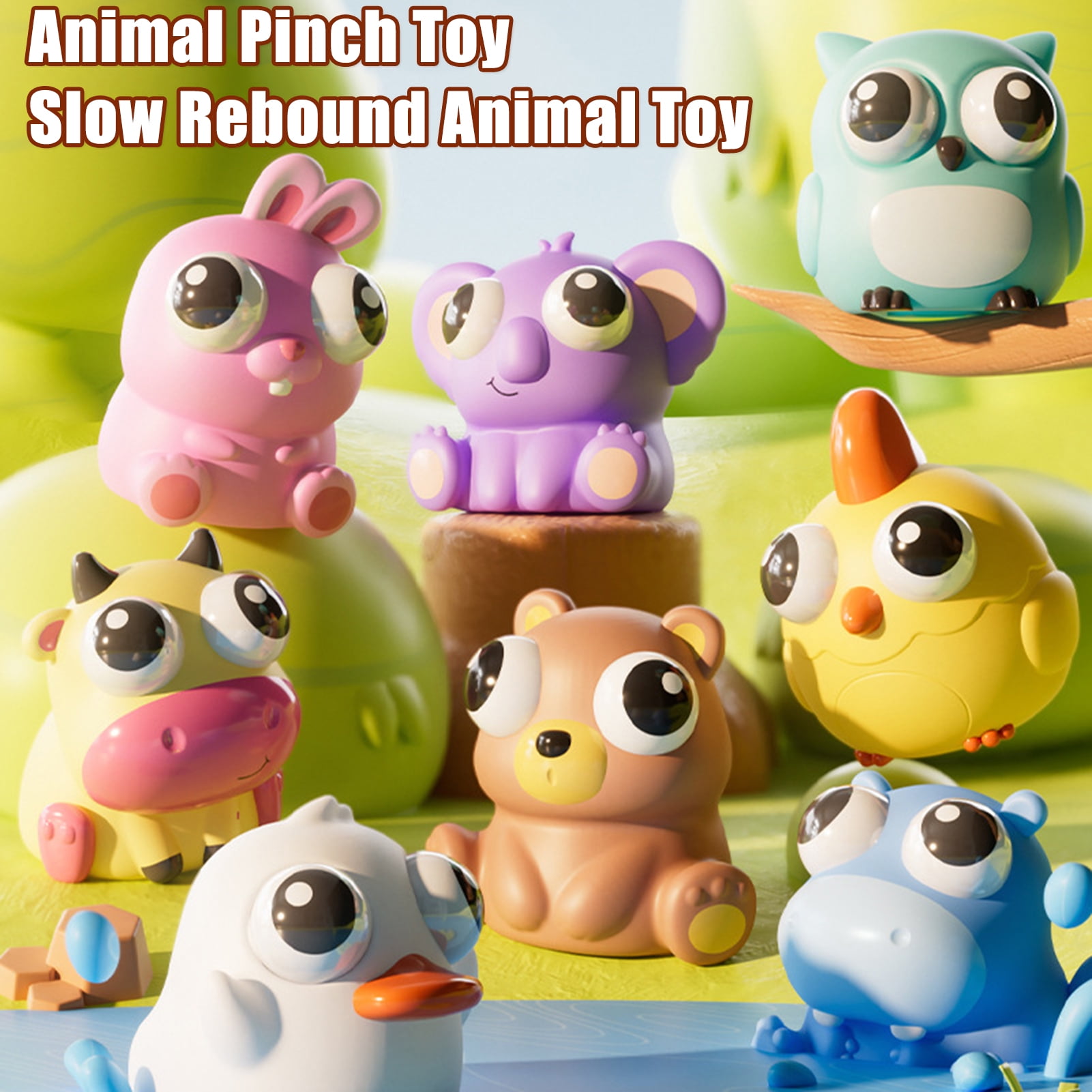 Sioweci Animal Pinch Toy Popping Eyes Slow Rebound Stress Relief Bunny ...