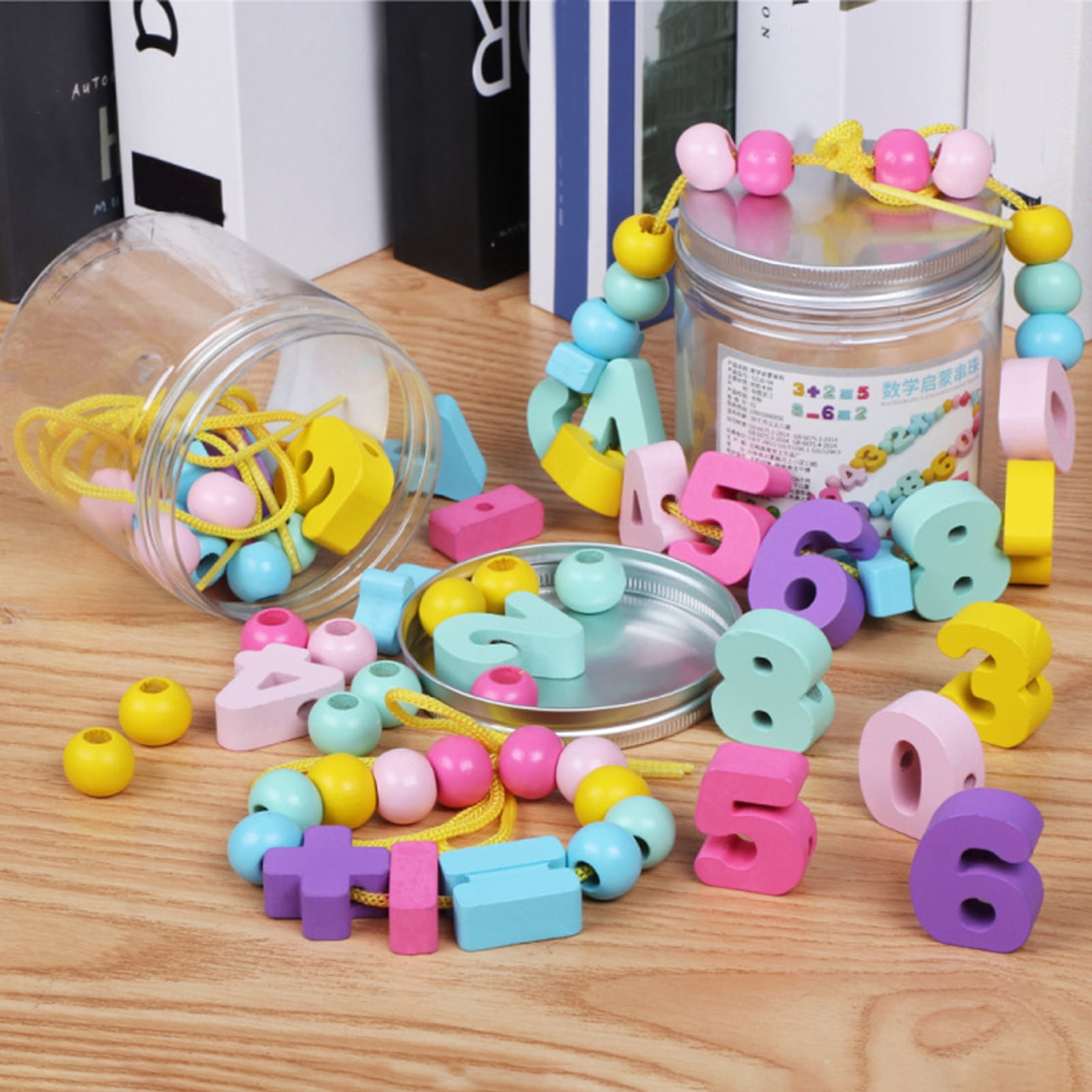 Sioweci Baby Bead Threading Toy Number Color Recognition Fine Motor ...