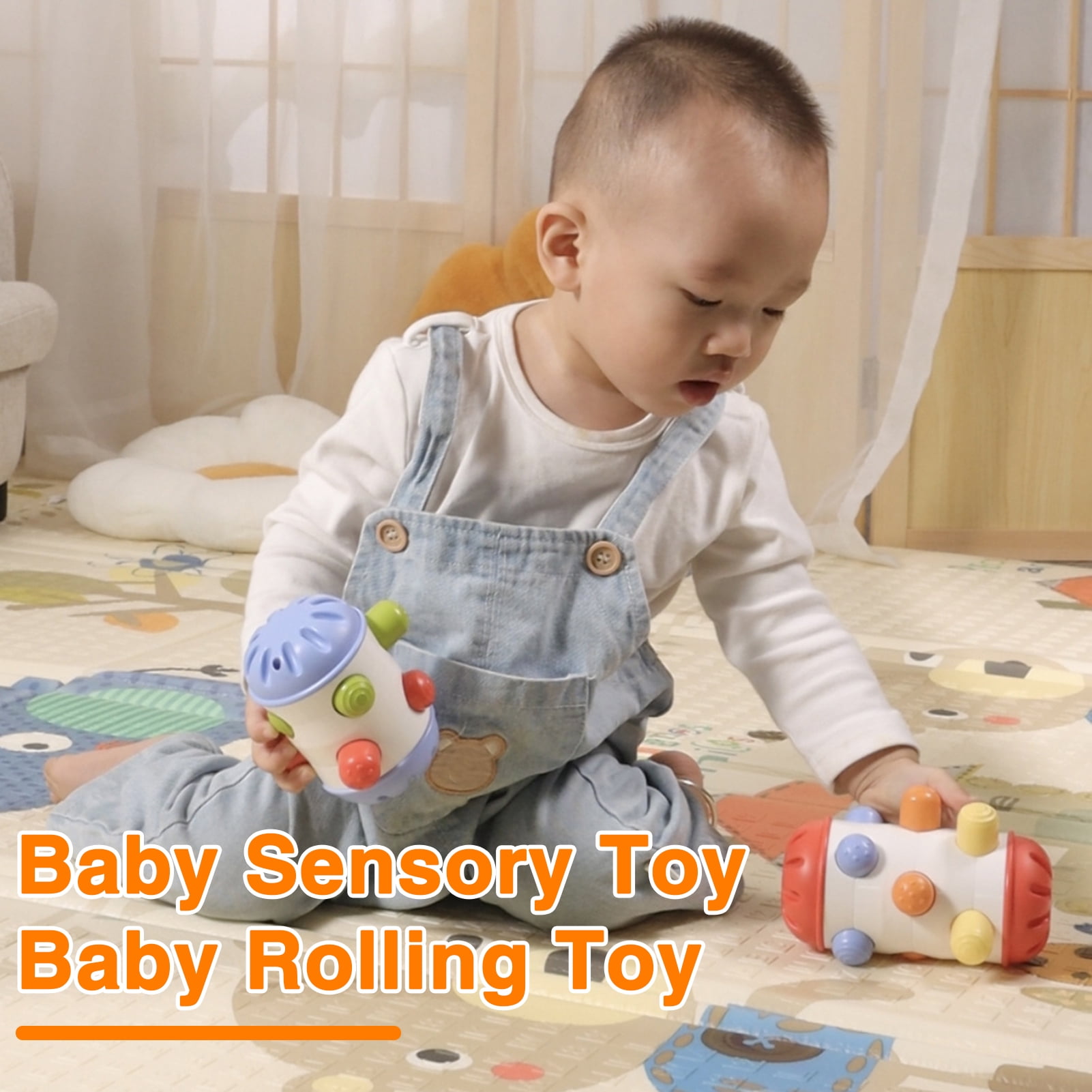 Sioweci Baby Roller Toy with Retractable Columns Hands Eye Coordination ...