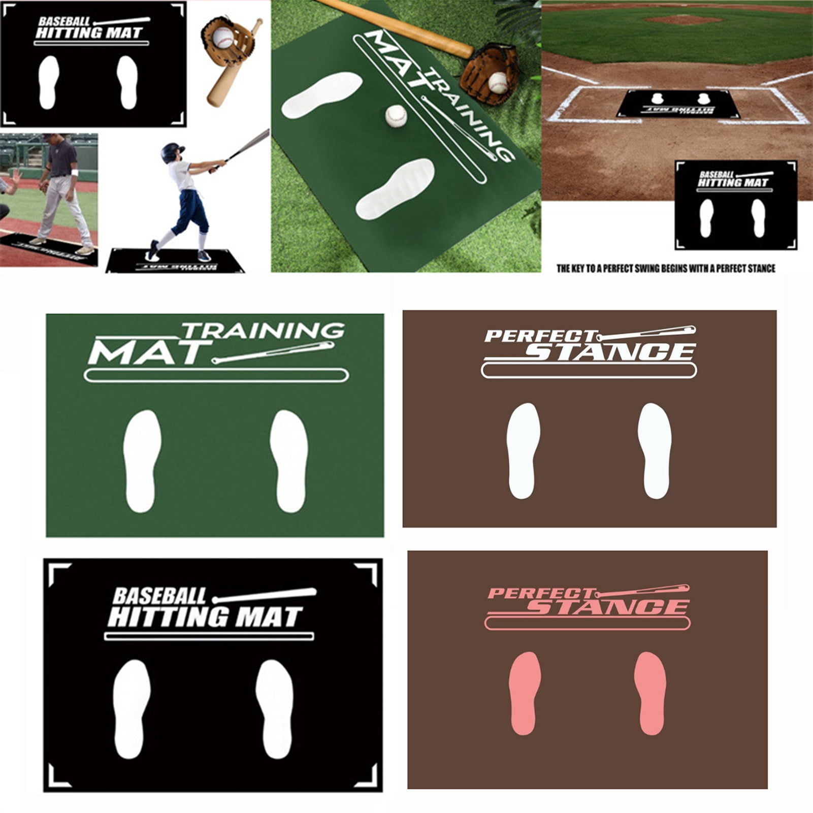 Sioweci Baseball Hitting Mat with Toes Facing Place Aid Non Slip Design ...