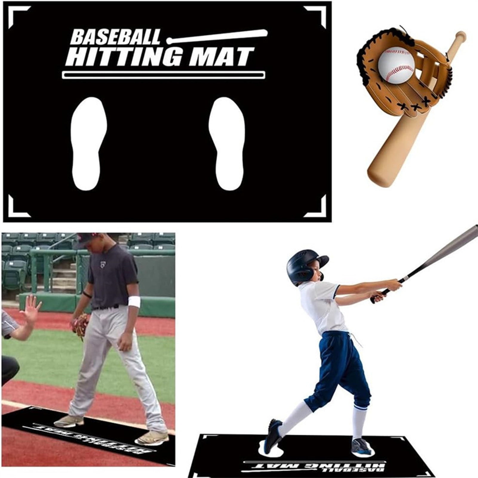 Sioweci Baseball Hitting Mat with Toes Facing Place Aid Non Slip Design ...