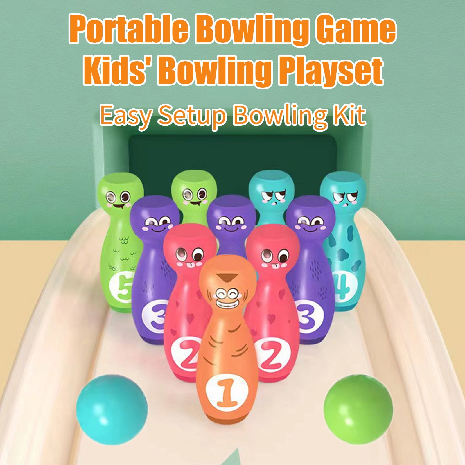 Sioweci Bowling Toys for Kids Indoor Play Set with 10 Bowling Pins And ...