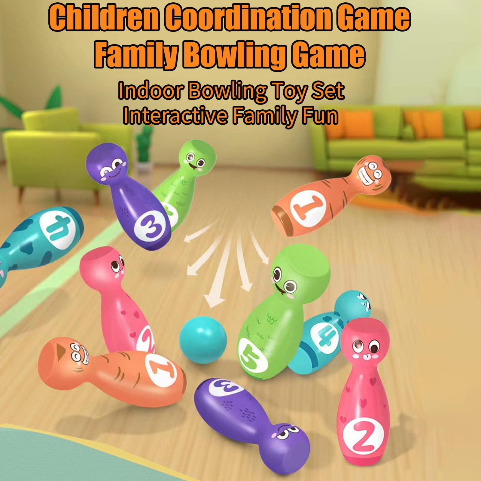 Sioweci Bowling Toys for Kids Indoor Play Set with 10 Bowling Pins And ...