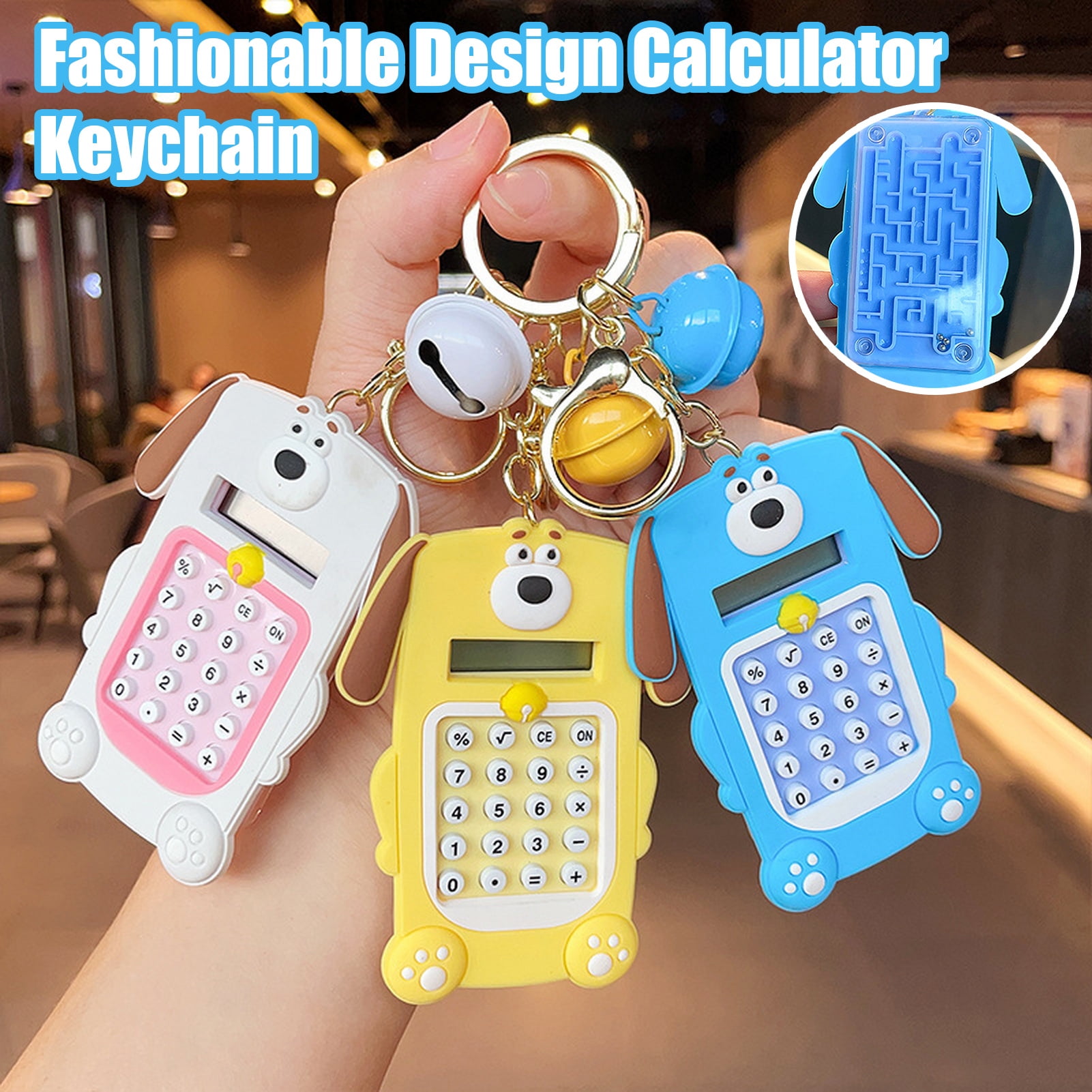 Sioweci Calculator Keychain Functional Cartoon Calculator Compact ...