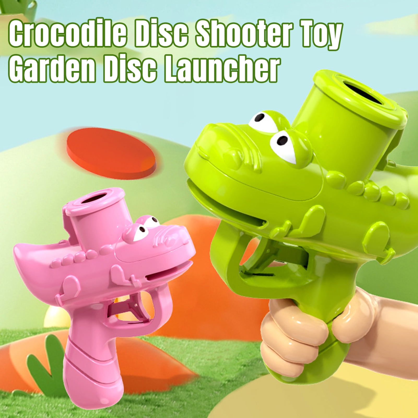 Sioweci Cartoon Crocodile Disc Launcher Toy with 15 EVA Discs Outdoor ...