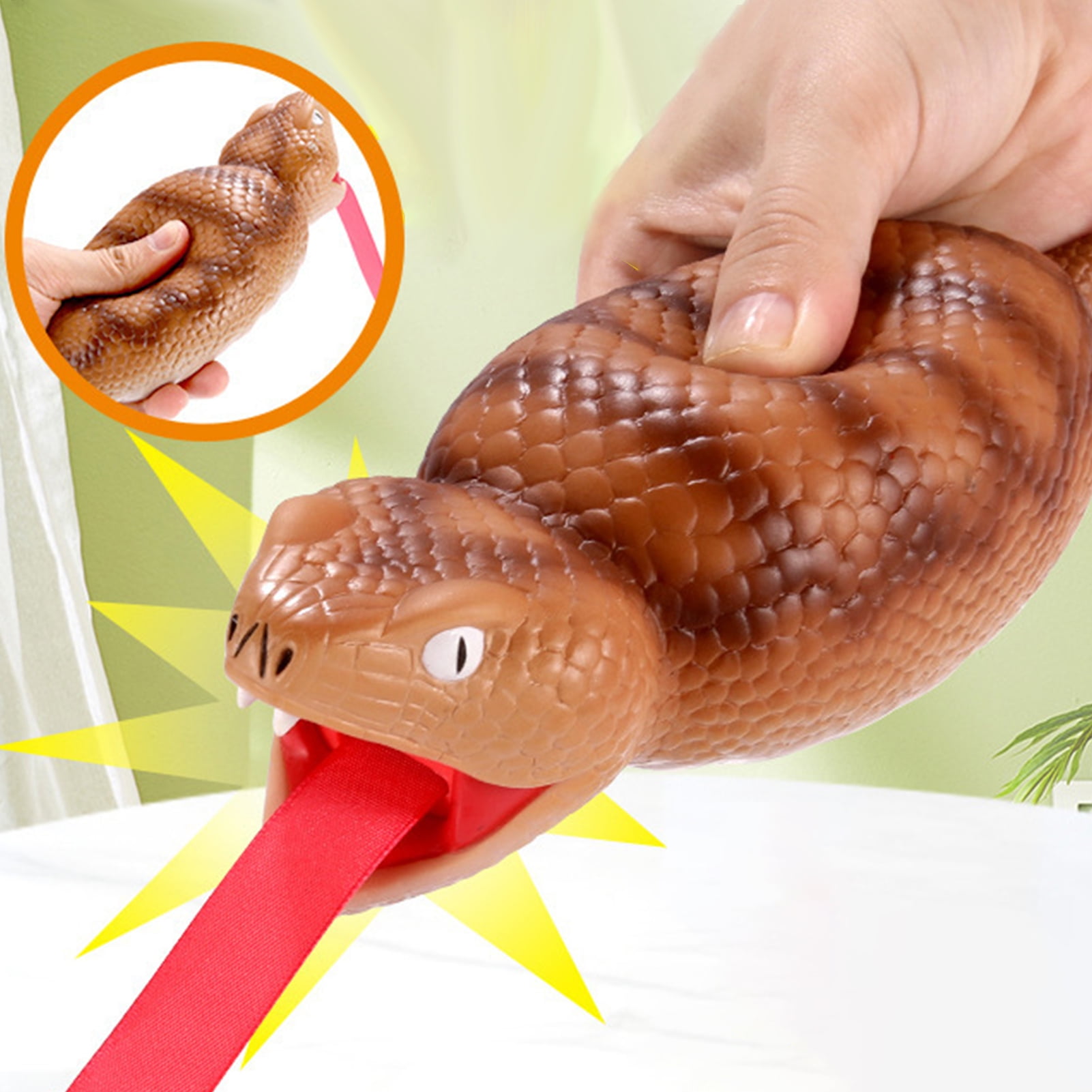 Sioweci Cartoon Squeeze Toy Funny Tongue Out Snake Creative Soft ...