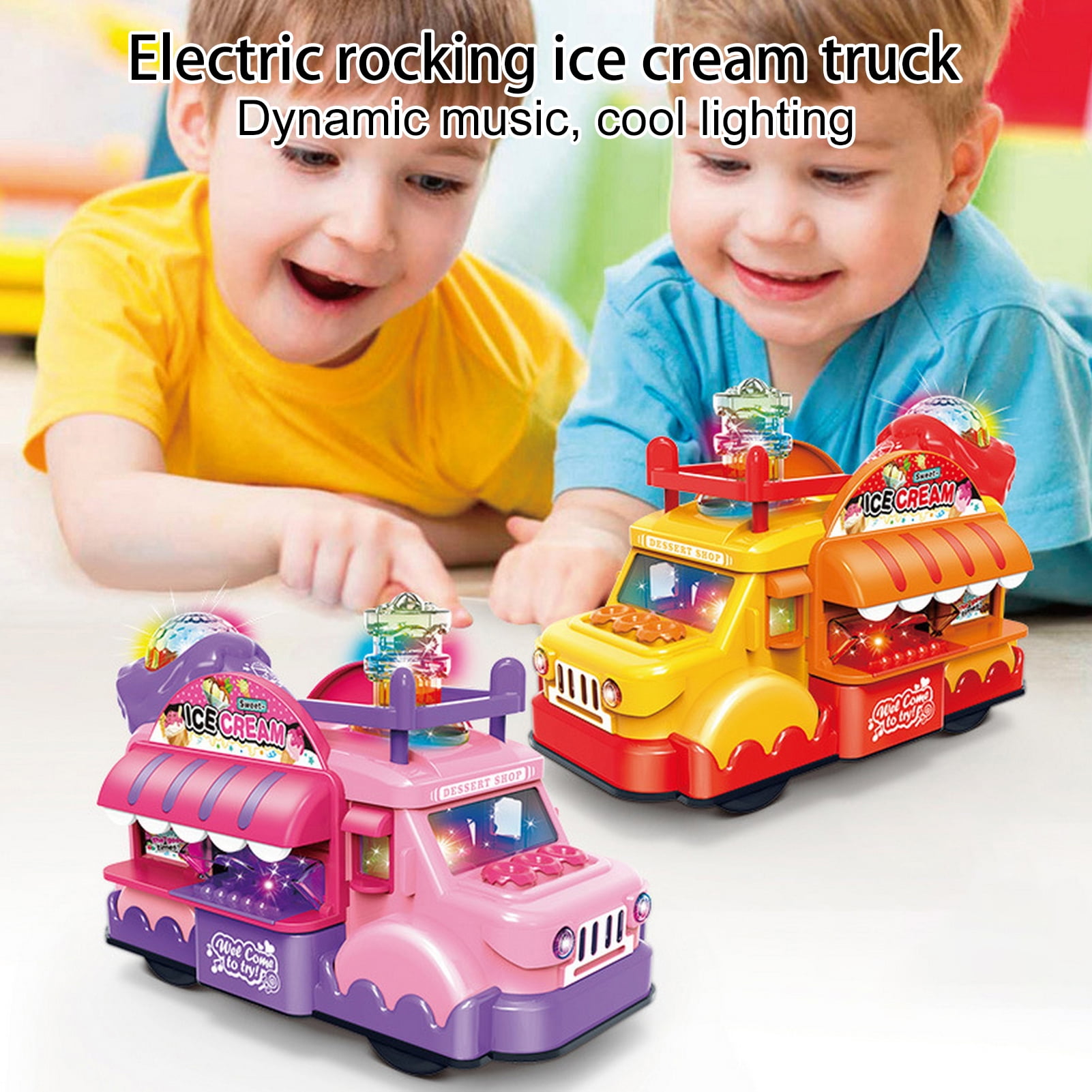 Sioweci Children Electric Swinging Ice Cream Cart with Light and Music ...