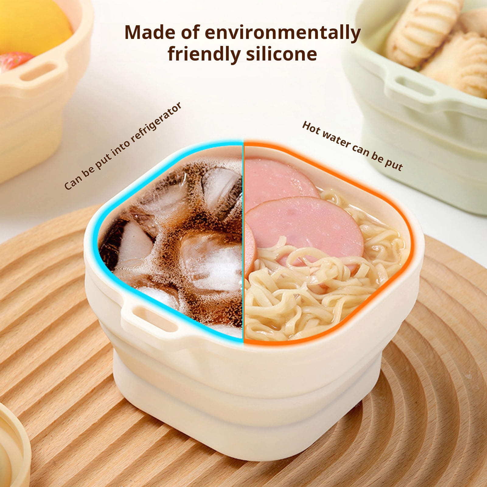 Sioweci Collapsible Silicone Bowl Folding Food Storage Container with ...