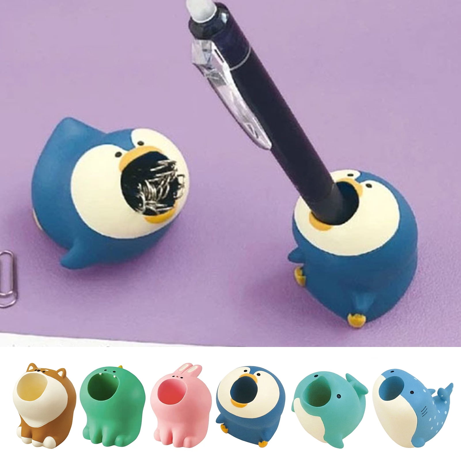 Sioweci Cute Animal Pen Holder Mini Dinosaur Dolphin Shark Penguin Cat ...