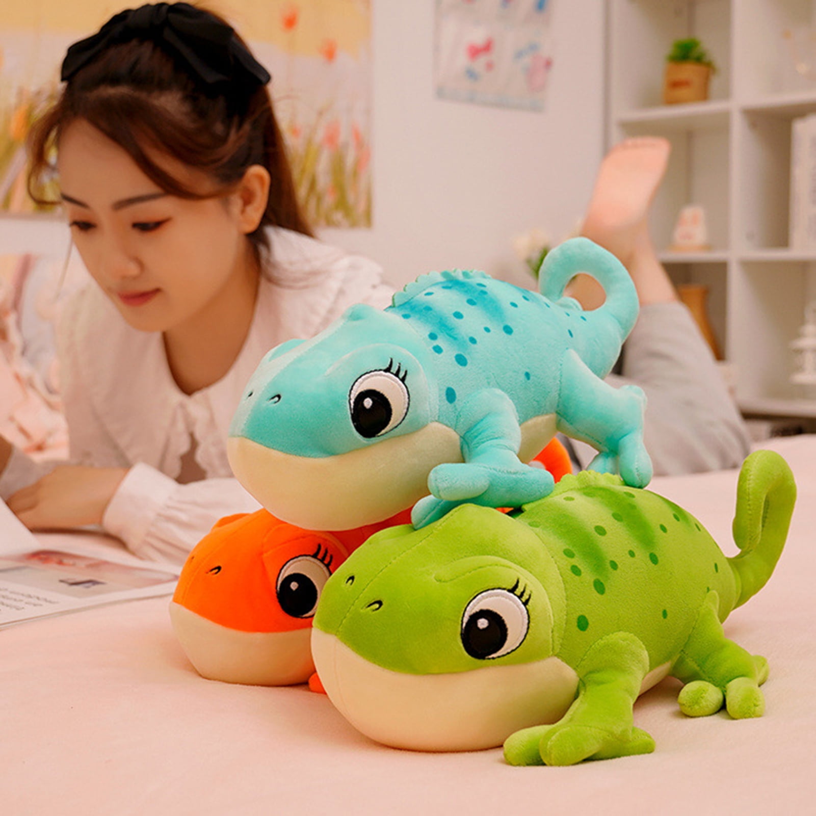 Sioweci Cute Imitation Chameleon Plush Toy Vivid Appearance Stuffed ...