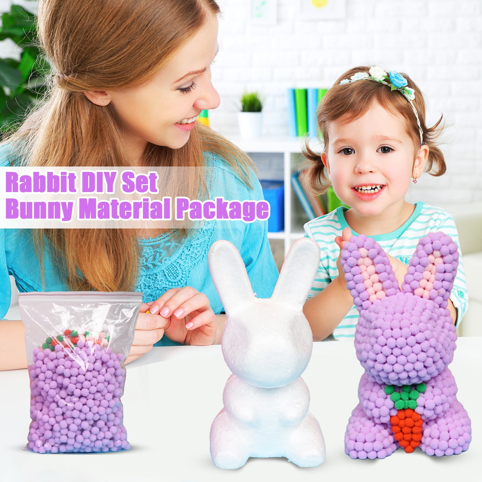 Sioweci DIY Material Kit Soft Push Ball Cartoon Bunny Shape Craft ...