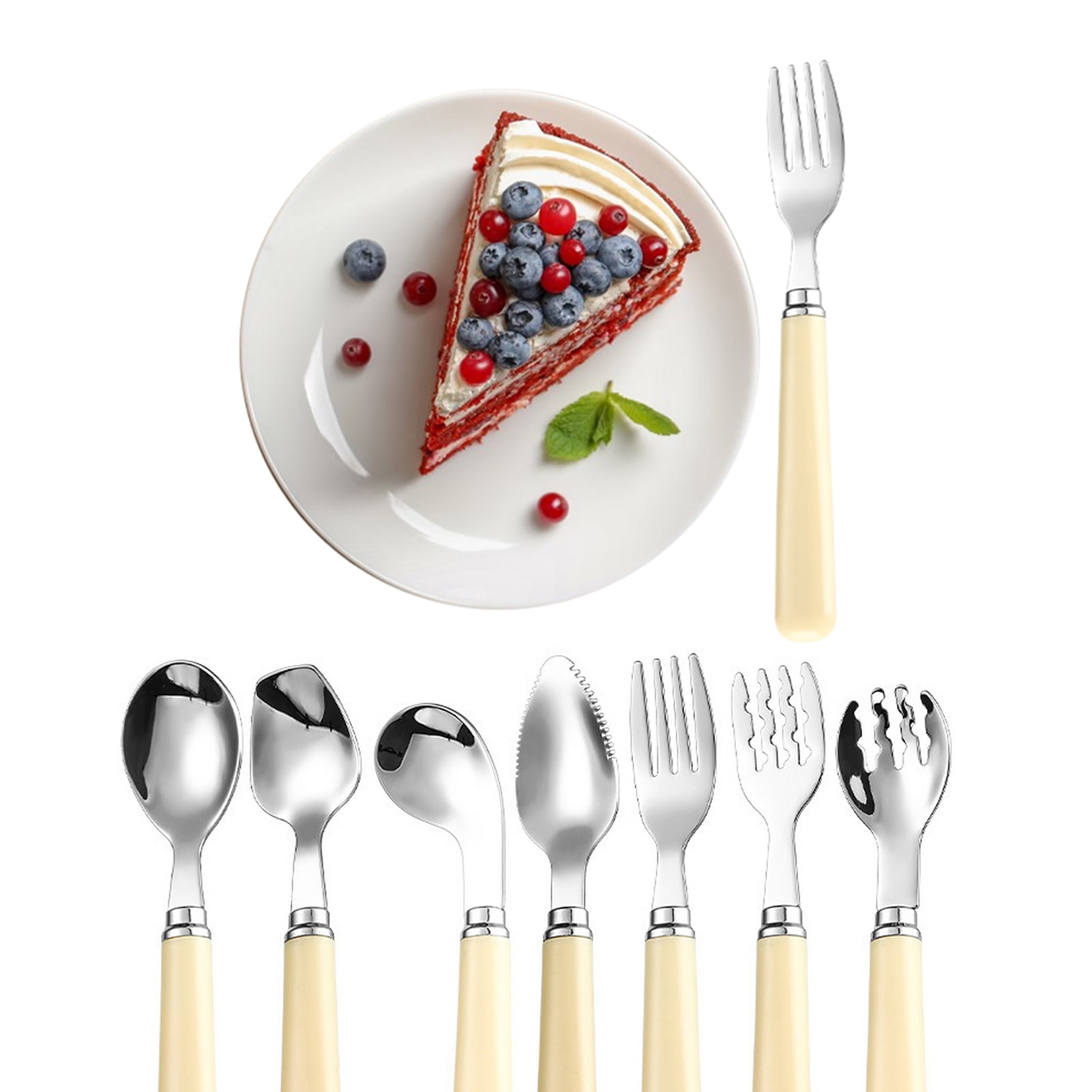 Sioweci Dinner Spoon Fork Fruit Puree Spoon Stainless Steel Coffee ...
