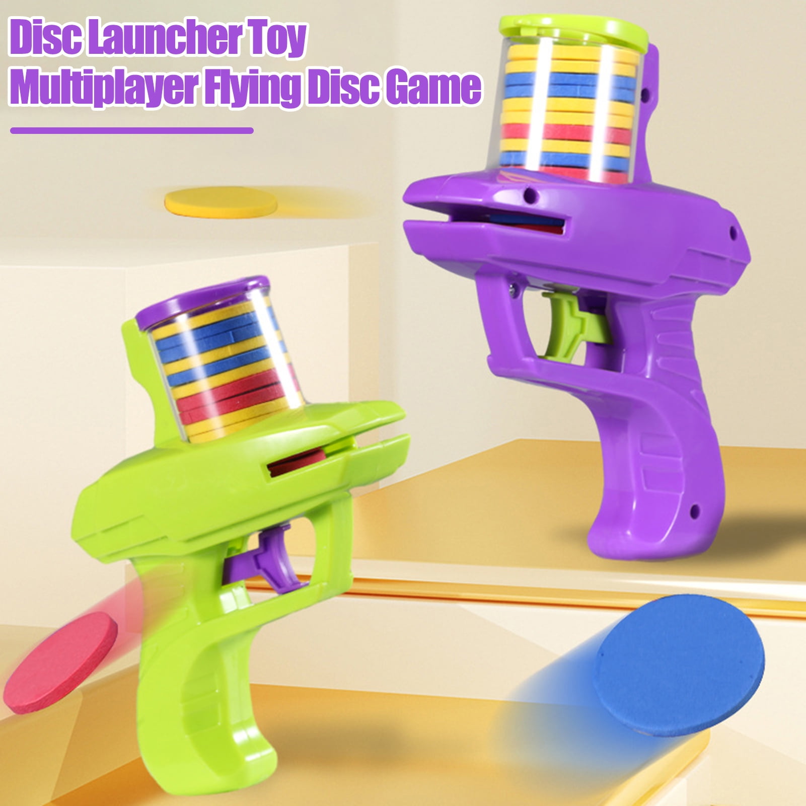 Sioweci Disc Launcher Toy with Trigger 15 EVA Discs Outdoor Garden ...