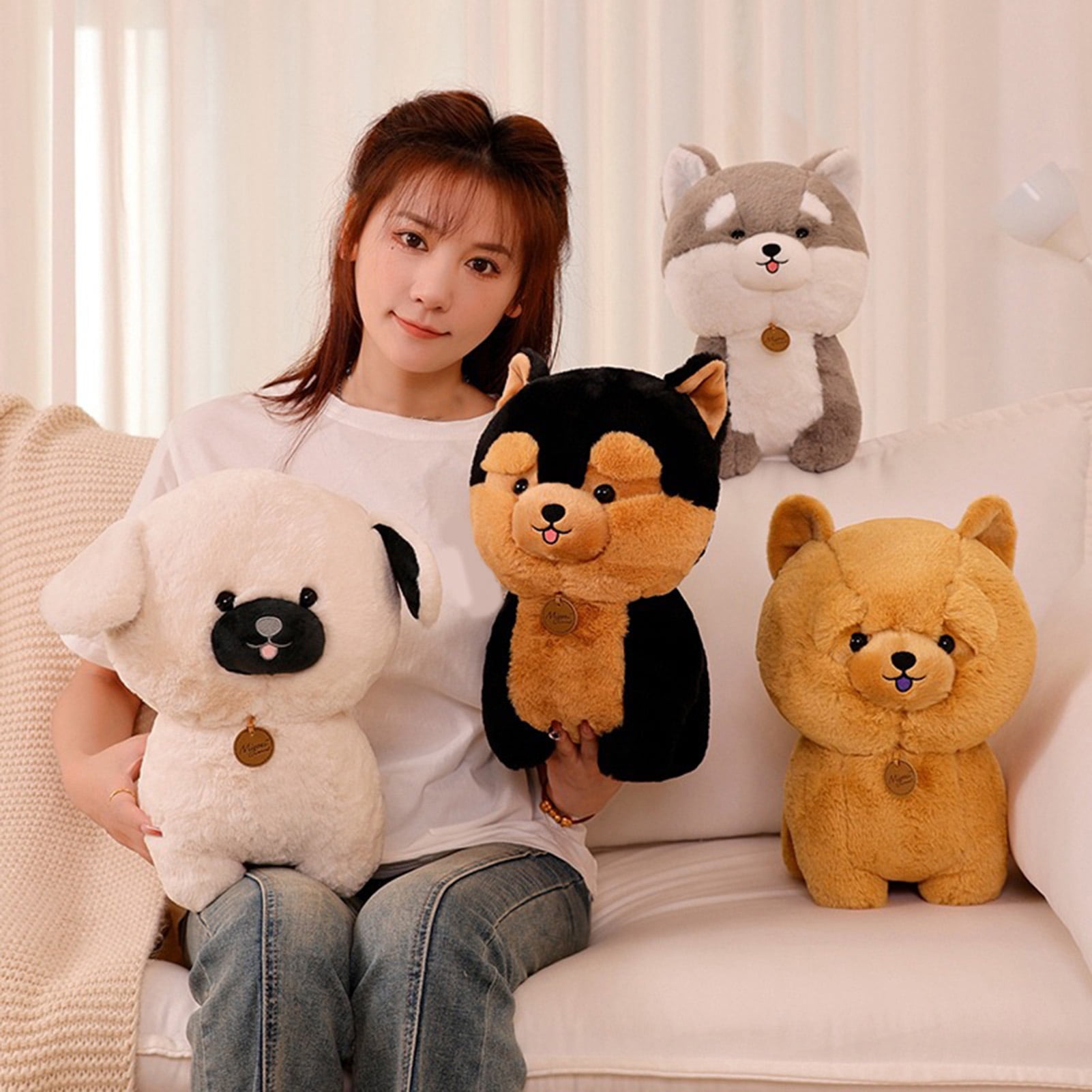 Sioweci Dog Plush Toy Fully Filled Cute Simulation Animal Doll Plushies ...