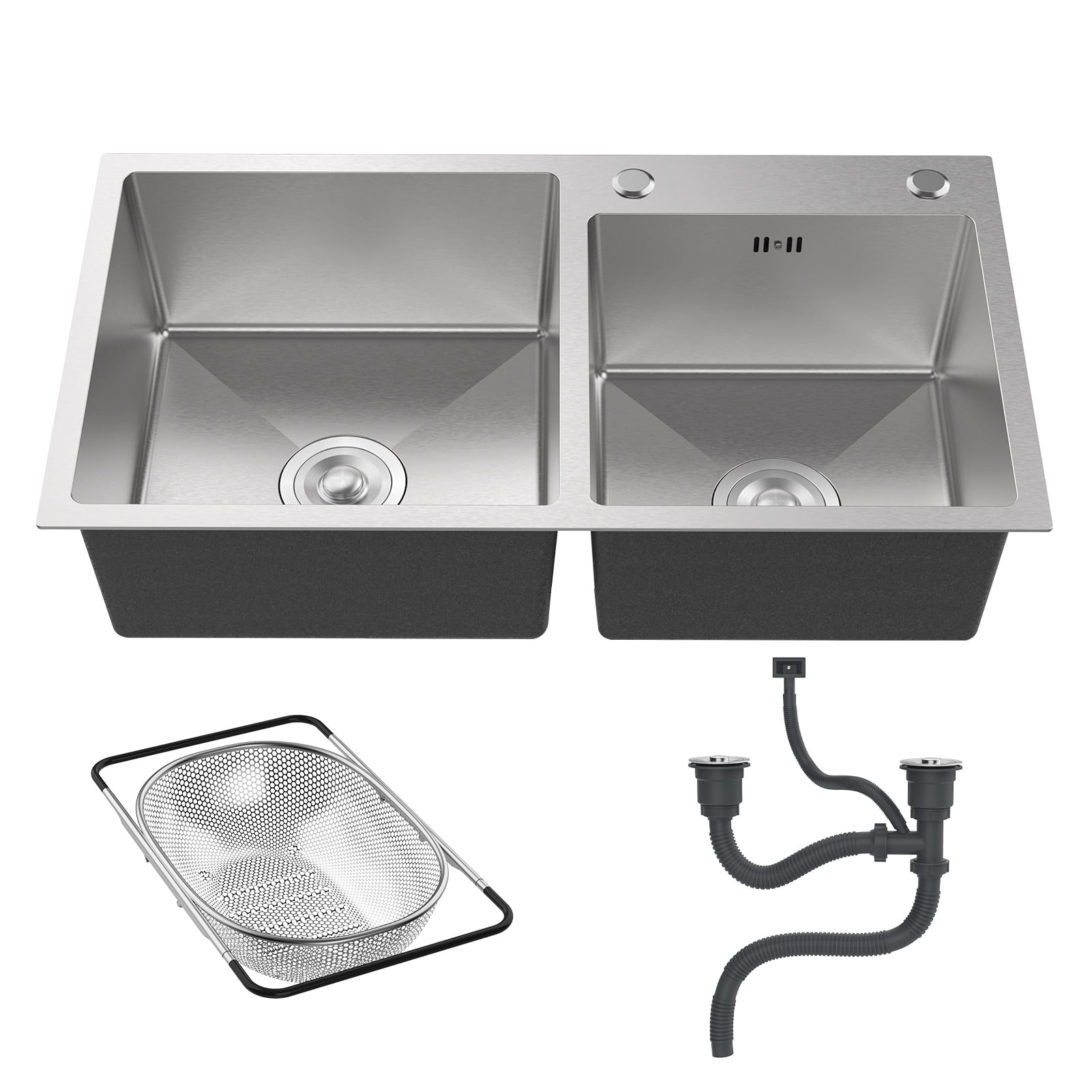 Sioweci Double Bowl Kitchen Sink,304 Stainless Steel Sink with Nano ...