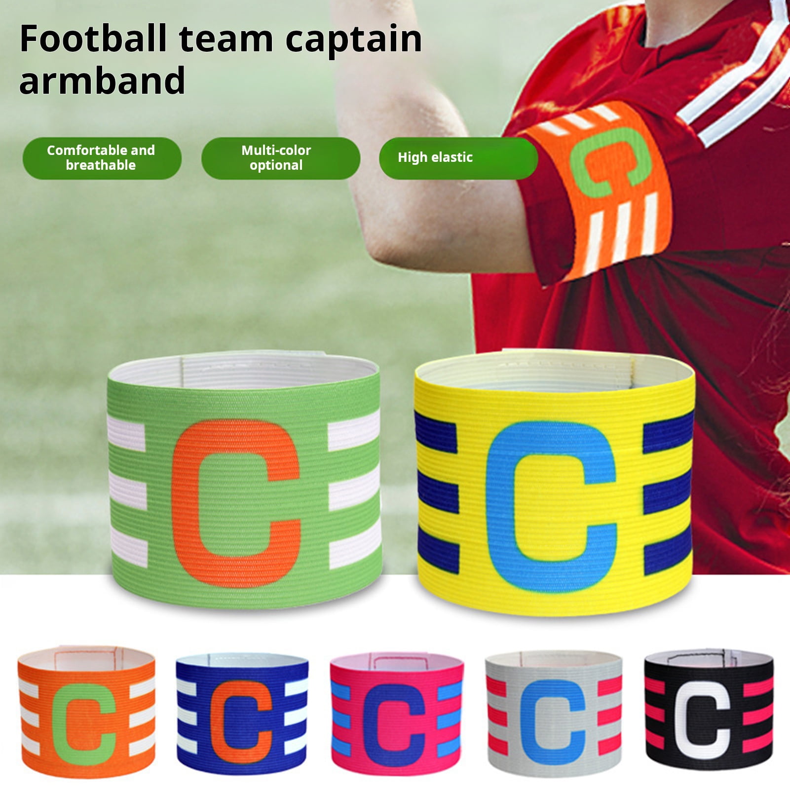 Sioweci Elastic Soccer Captain Armband Adjustable Nylon Band for Youth ...