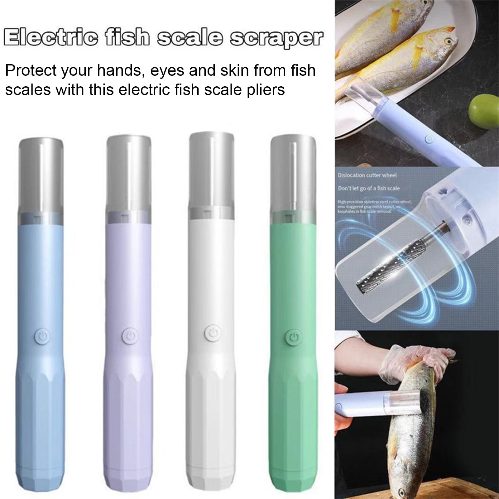 Sioweci Electric Fish Scaler Remover Cordless Fish Scale Cleaner ...
