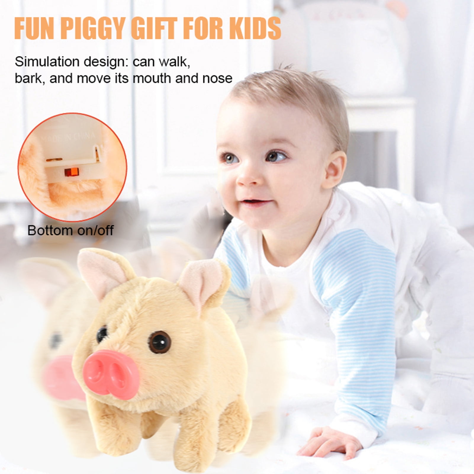 Sioweci Electric Plush Pig Toy with Sound Movable Nose Mouth ...