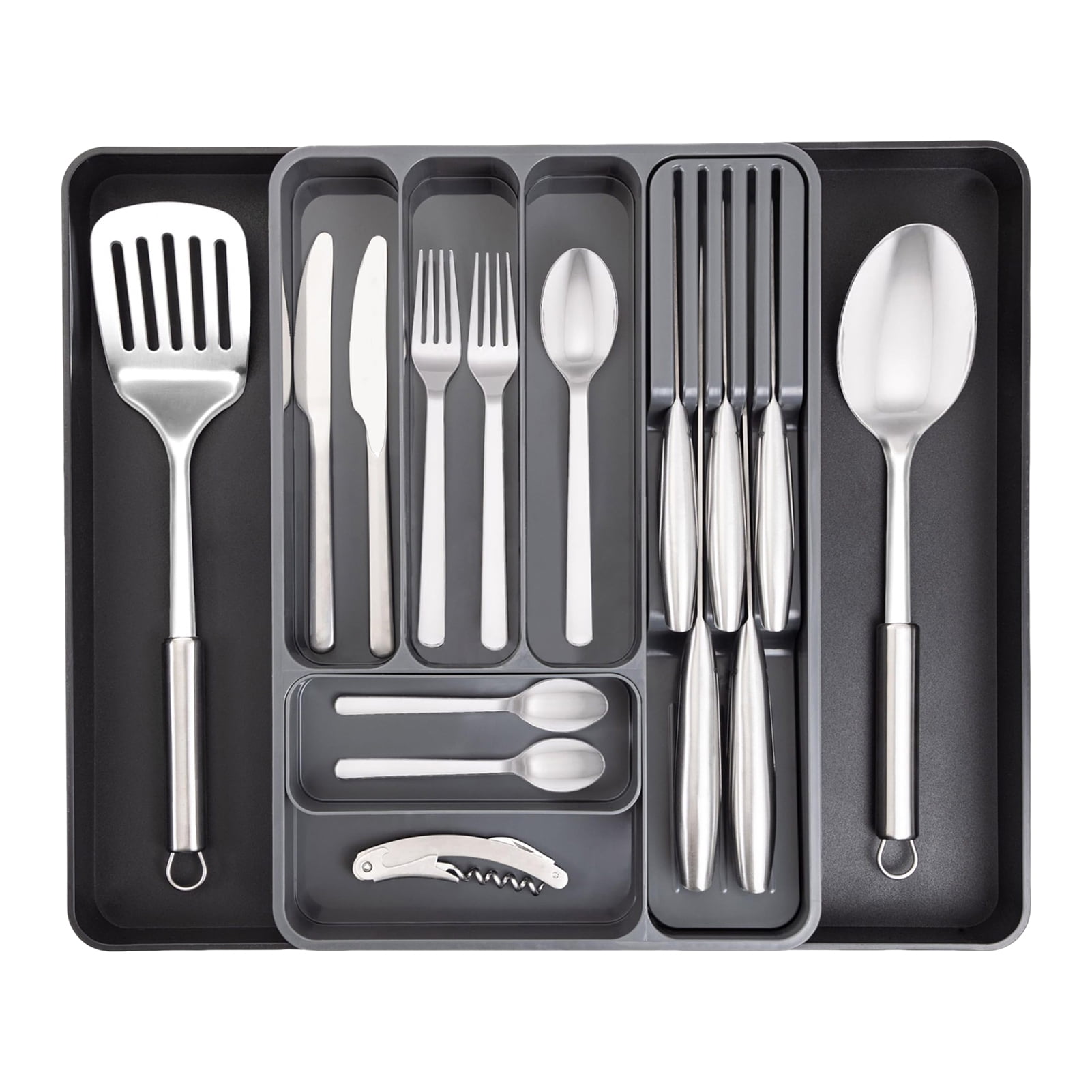 Sioweci Expandable Utensil Tray with Removable Cutter Block Efficient ...