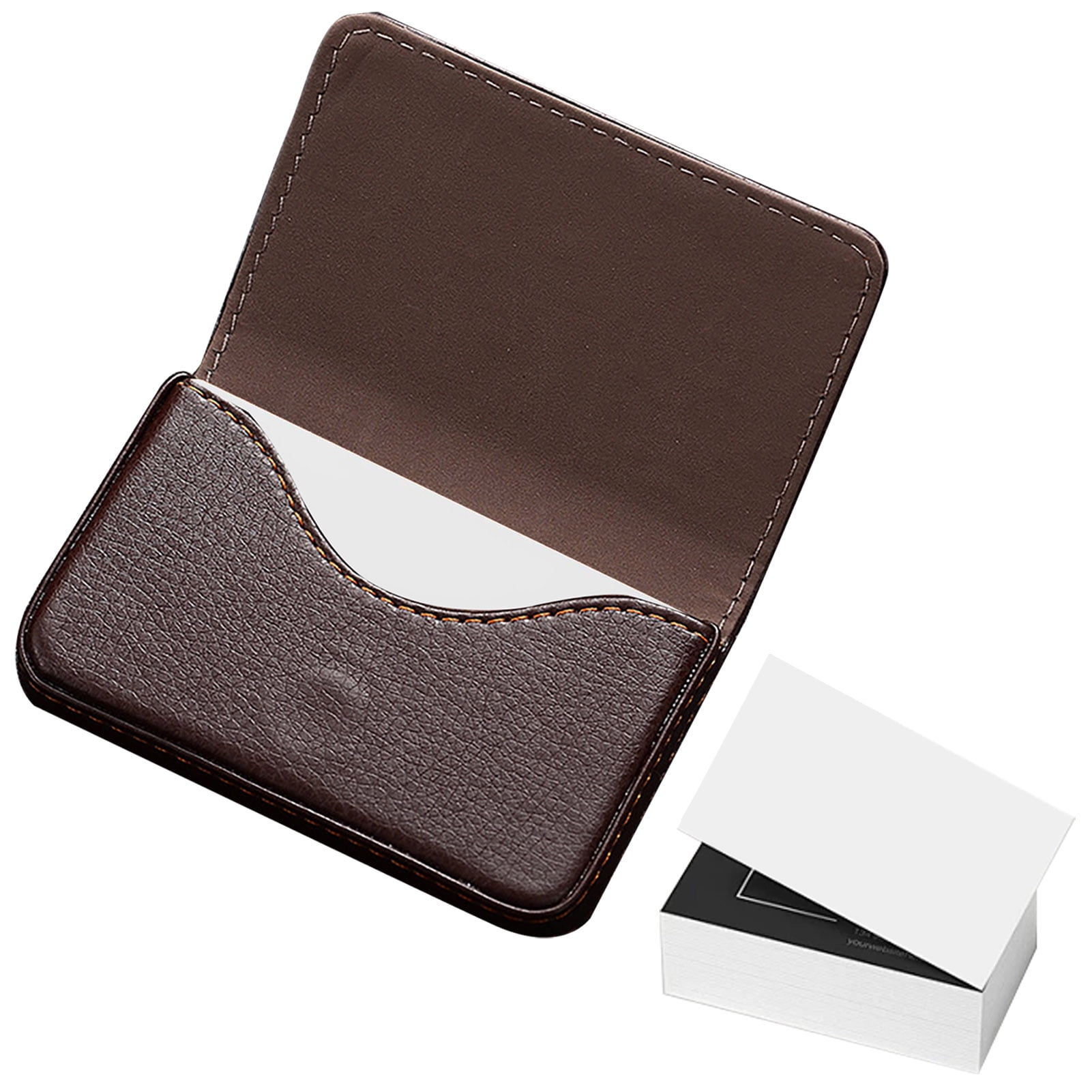 Sioweci Faux Leather Business Card Holder with Magnetic Closure Slim ...