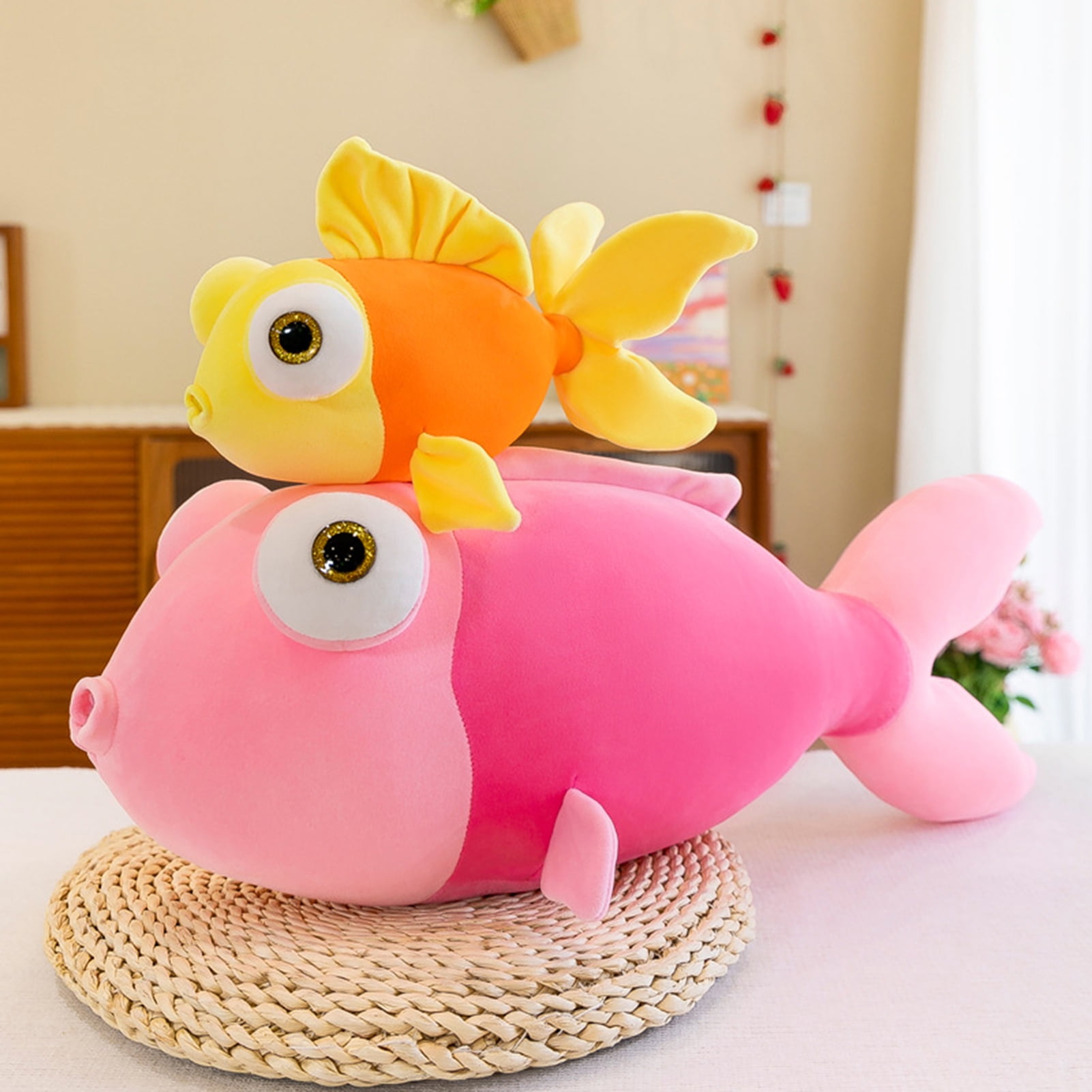 Sioweci Fish Plush Toy Cute Colored Goldfish Doll Plushies Soft ...