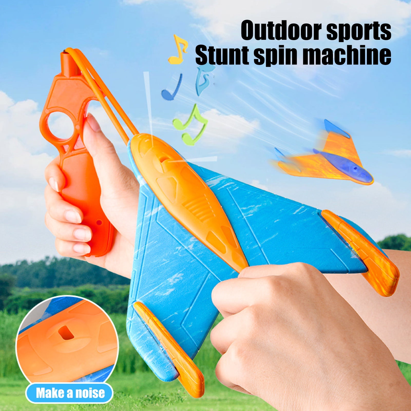 Sioweci Foam Airplane Toy with Colorful Lights Whistling Spinner Manual ...