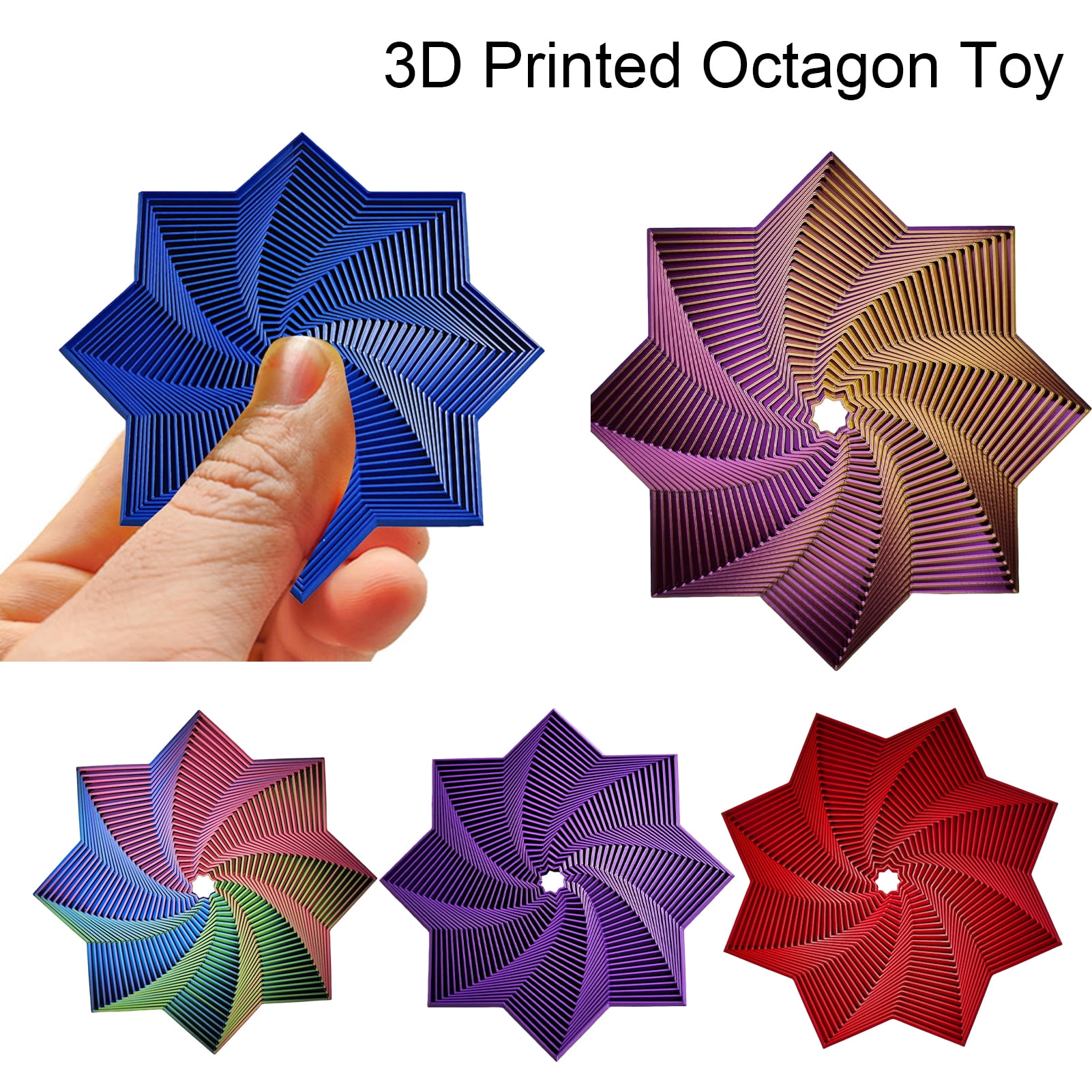 Sioweci Fractal Fidget Octagon 3D Printed Anxiety Stress Relief Kids ...
