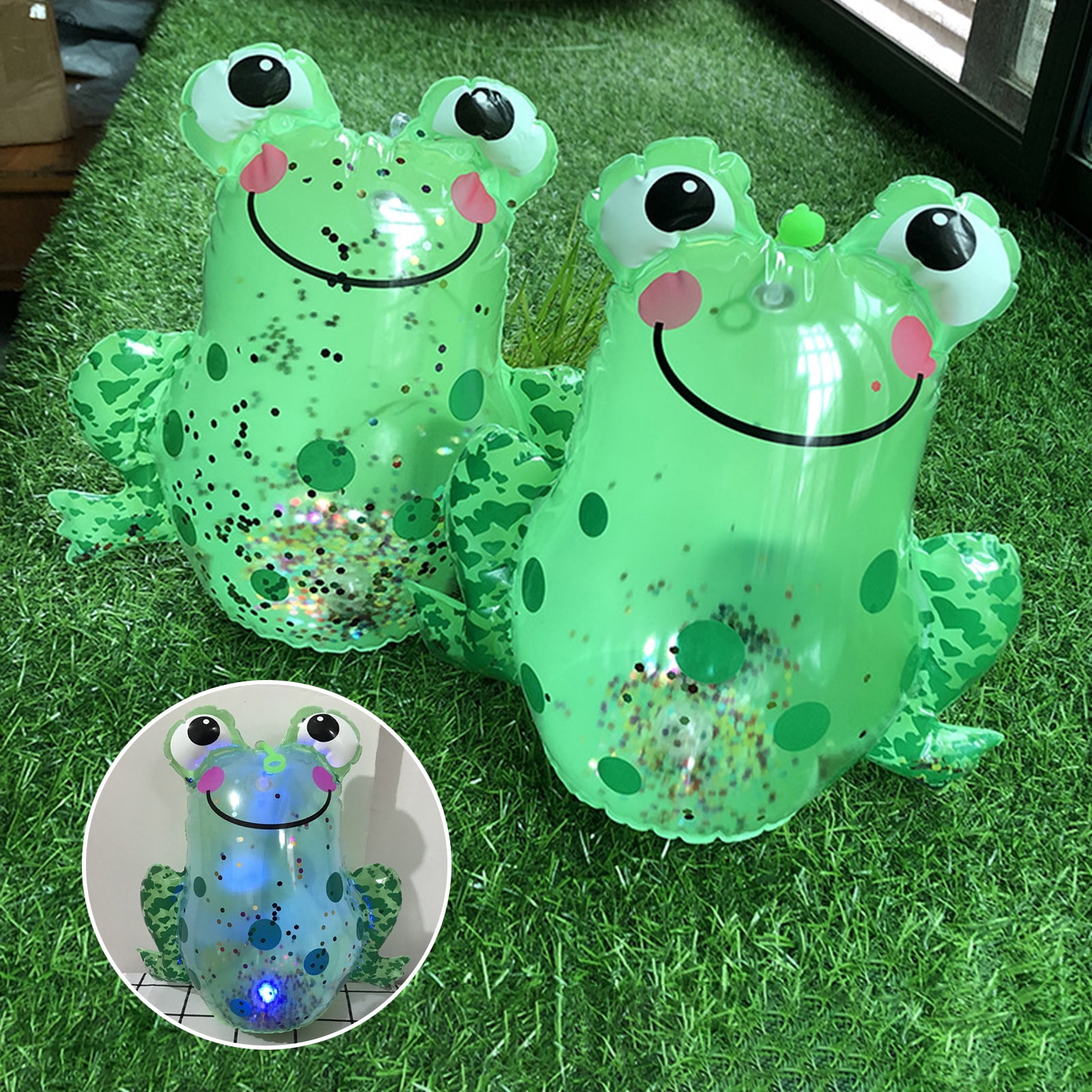 Sioweci Frog Inflatable Toy Easy Storage Eye-Catching Shine Lightweight Fine Workmanship ...