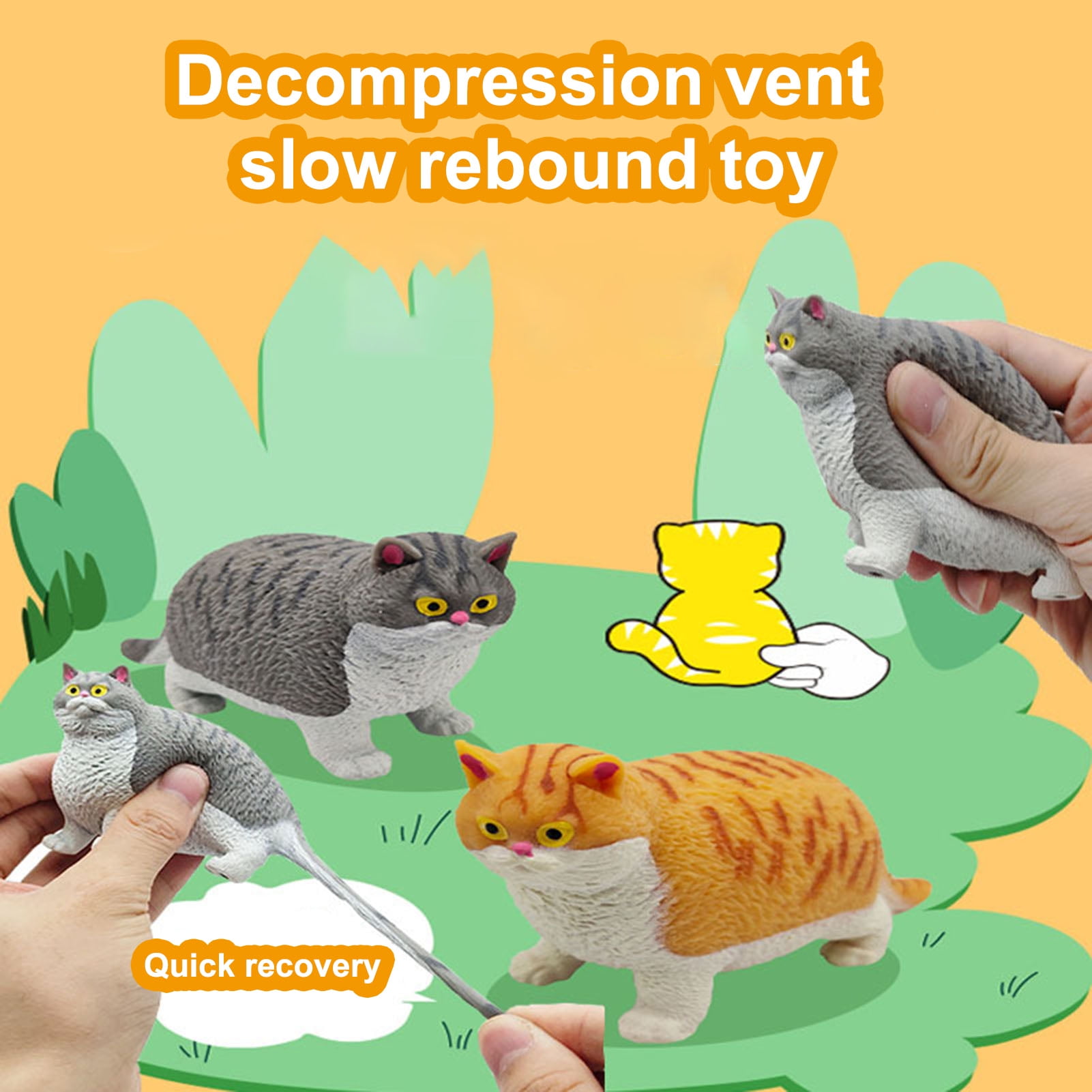 Sioweci Funny Fat Cat Squeeze Toy Soft TPR Cartoon Kitten Squishes Toy ...