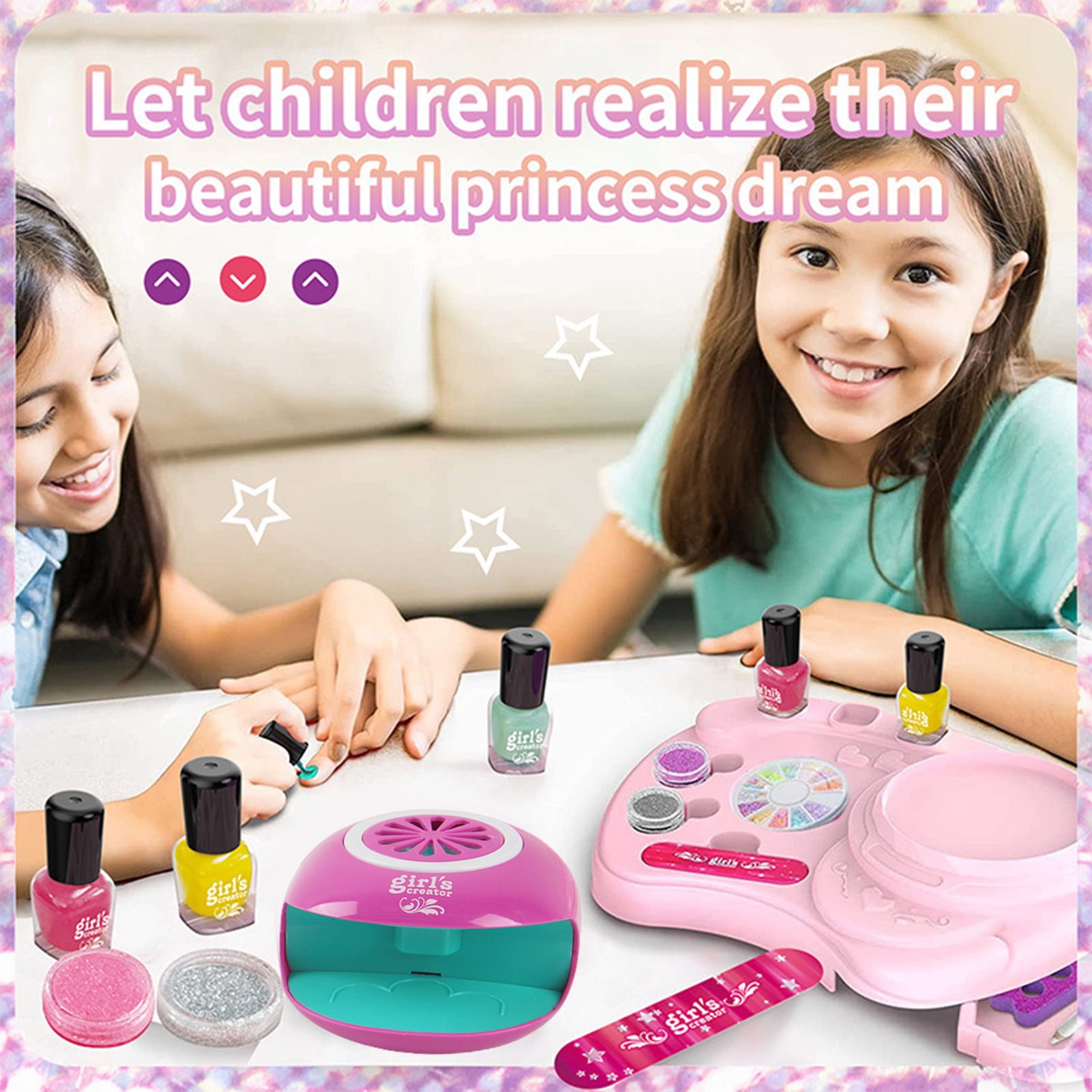 Sioweci Girls Nail Polish Set for Kids Toy 3-in-1 Nail Dryer Pen Polish ...