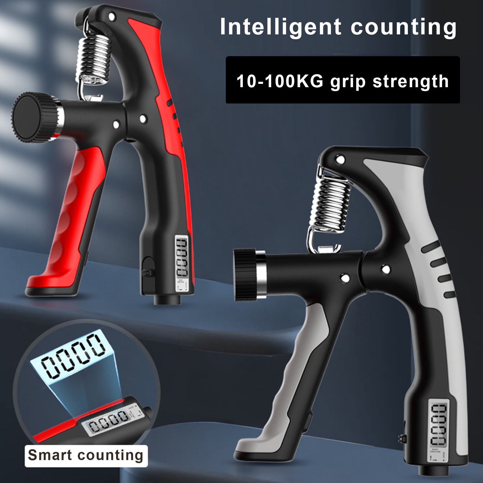 Sioweci Grip Strength Trainer with Counter 10-100KG Adjustable Digital ...