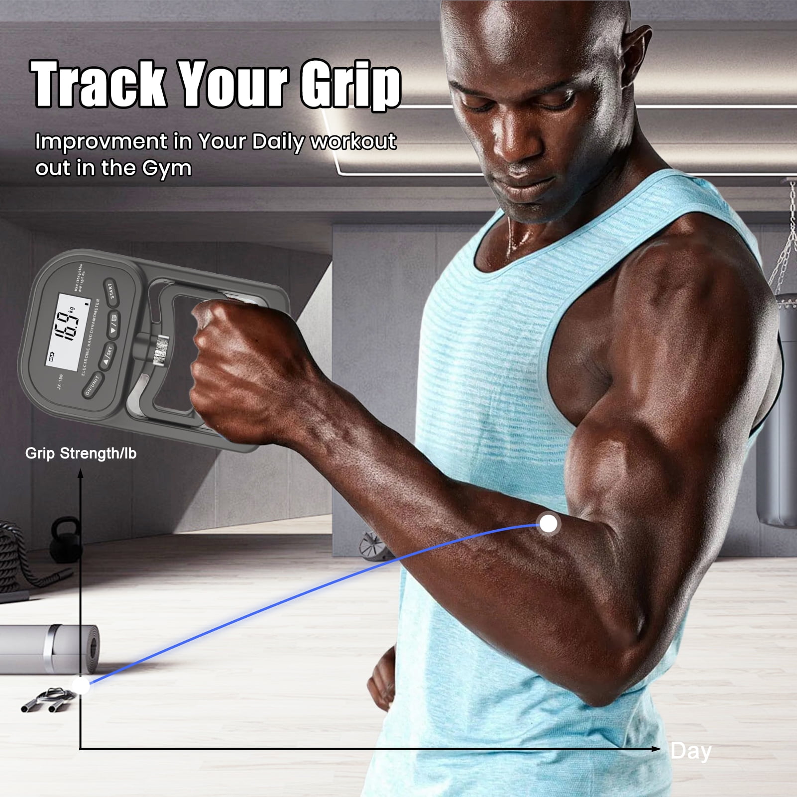 Sioweci Hand Dynamometer Grip Strength Trainer 396 Lbs Electronic Hand ...