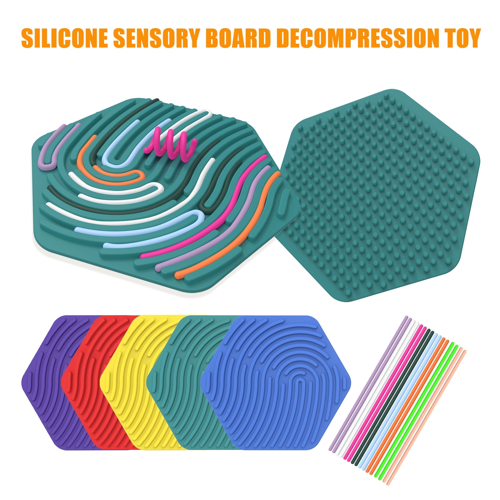 Sioweci Hexagon Sensory Activity Board Calming Stress Relief Silicone ...