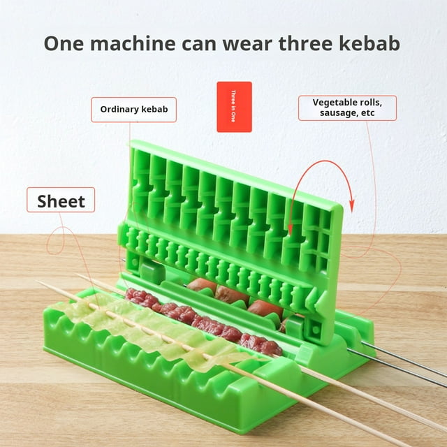 Sioweci Kabob Skewer Maker 3-In-1 Non-Stick BBQ Kebab Tool for Meat ...