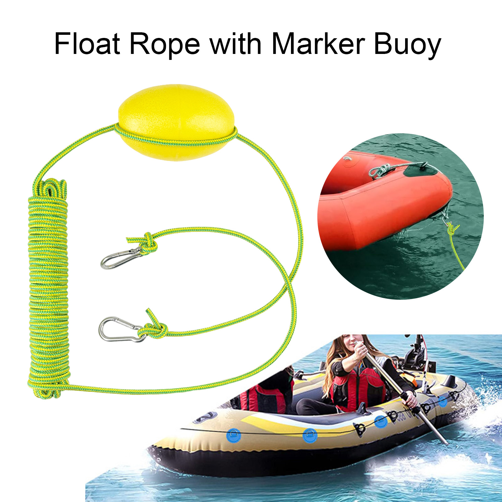 Sioweci Kayak Float Rope Tow Line with Marker Buoy PVC Ball Stainless ...