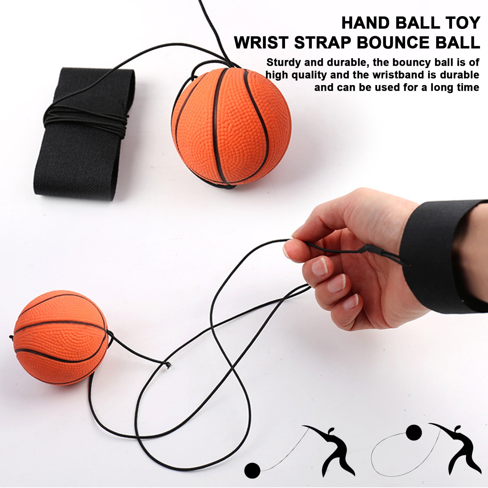 Sioweci Kid Hand Ball Wristband Toy Rubber Exercises Hand Ball Game Bouncing Ball Elastic Rope ...