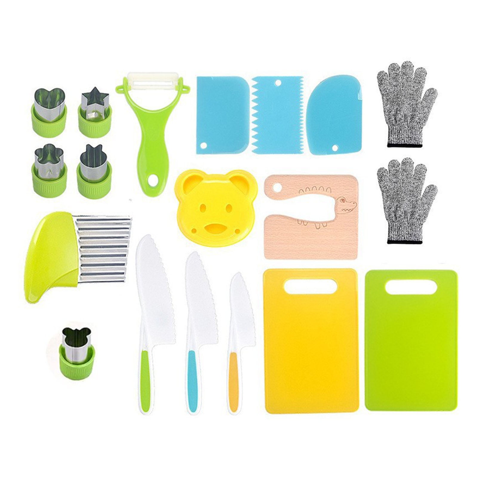Sioweci Kids Kitchen Tools Toys with Plastic Cutter Chopping Board ...