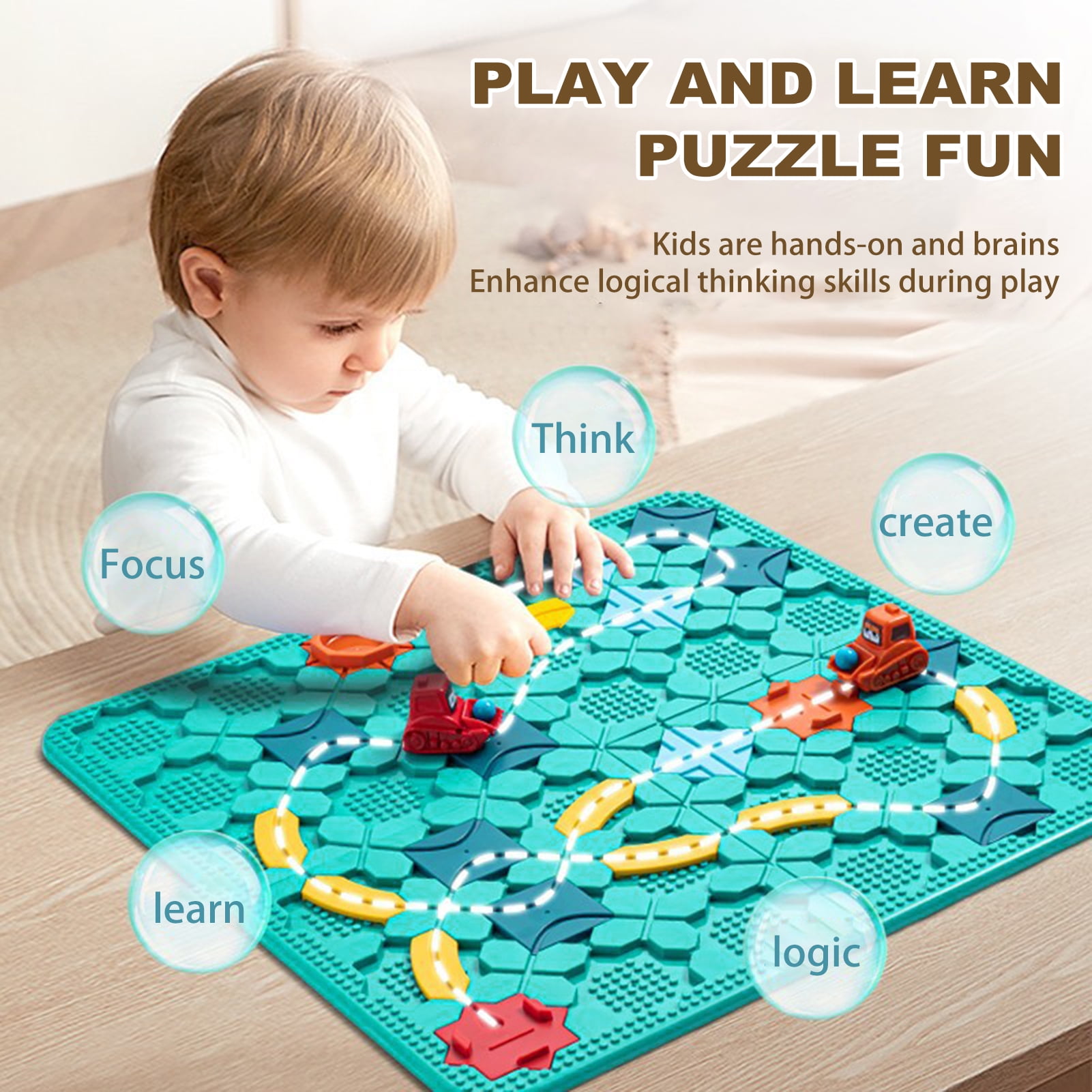Sioweci Kids Logical Road Builder Toy STEM Puzzles Board Game Brain ...