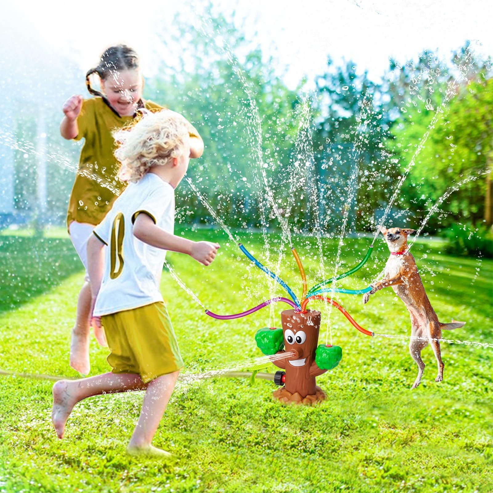 Sioweci Kids Outdoor Toys Water Sprinkler Activities Spray Water Toy -Tree Stump Shape Spray ...