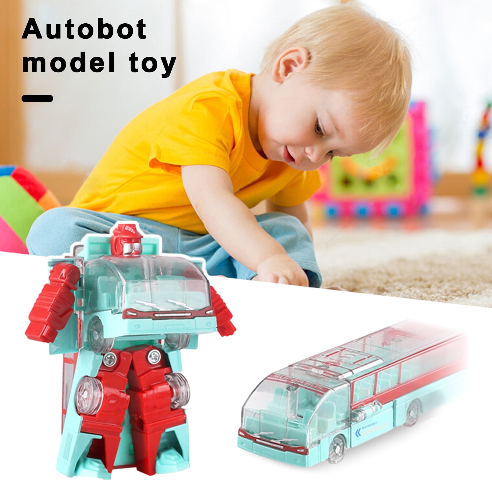 Sioweci Kids Transform Robot Bus Toy Inertial Drive Cool Alloy Toddlers ...