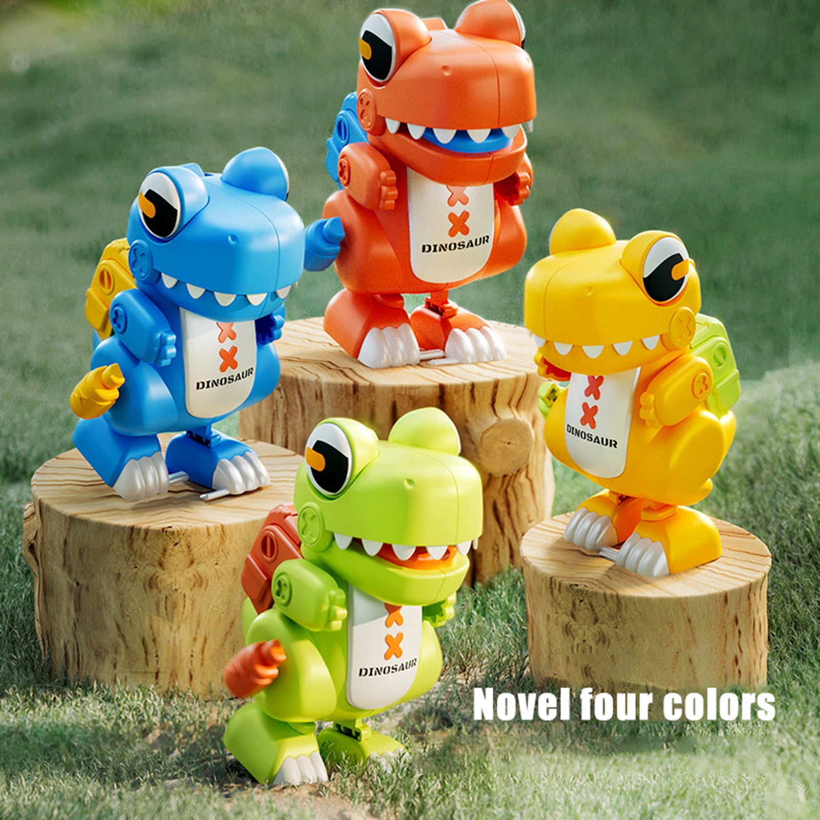 Sioweci Kids Wind-up Cartoon Dinosaur Toy Movable Mouth No Battery ...