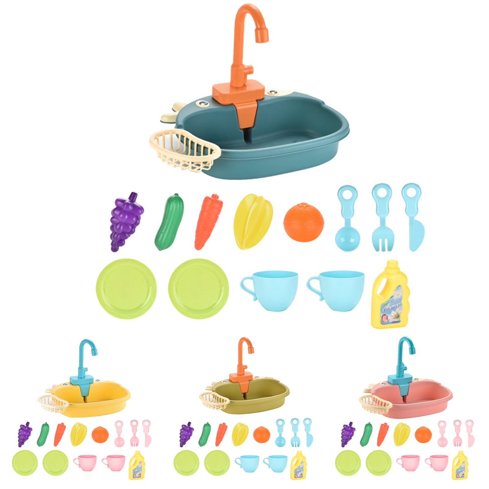 Sioweci Kitchen Sink Play Set Color Changing Kitchen Sink Toys - 14 ...
