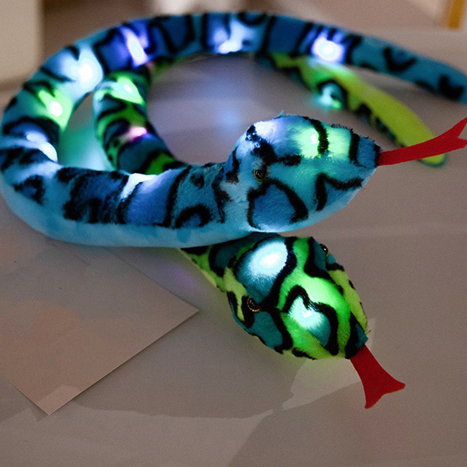 Sioweci LED Light Up Snake Plush Toy Colorful Luminous Simulated Snake ...