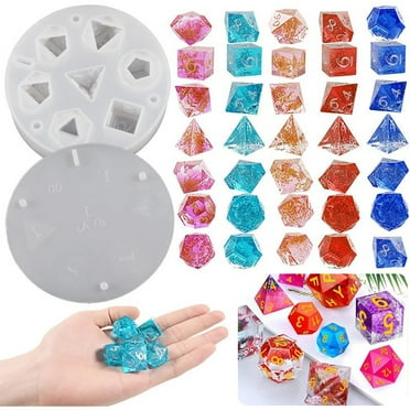 7 Styles Epoxy Resin Dice Moulds Silicone Resin Casting Polyhedron Game ...