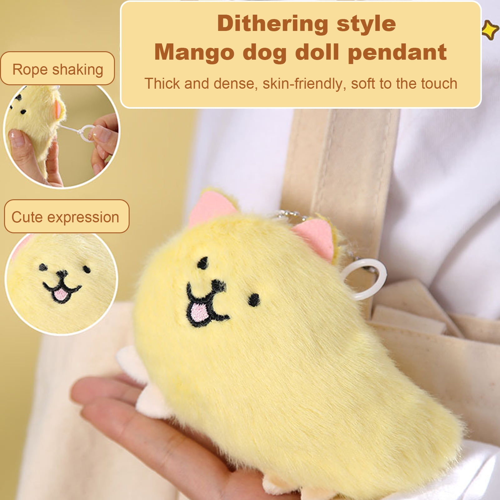 Sioweci Mango Dog Plush Toy with Bead Chain Music Pull Rope And Shake ...