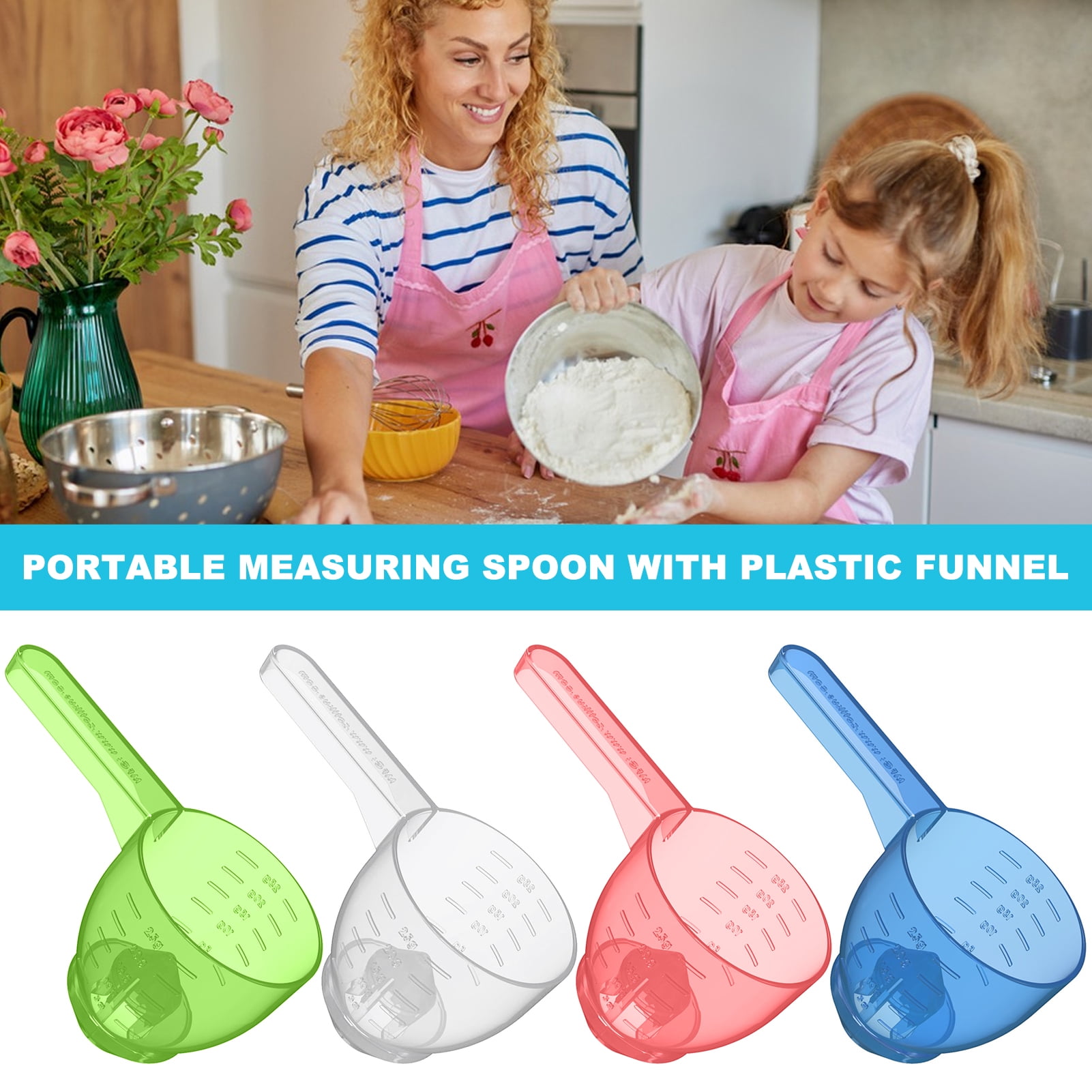 Sioweci Measuring Cups with Funnel Stackable Non-Slip Handles Accurate ...